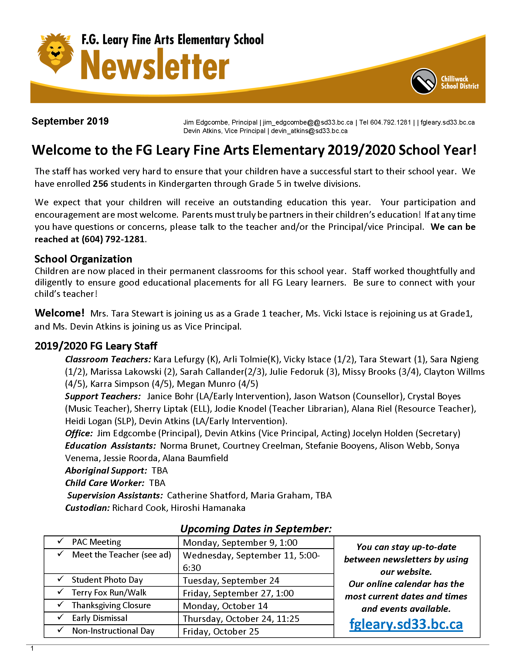 Welcome | F G Leary Fine Arts Elementary School